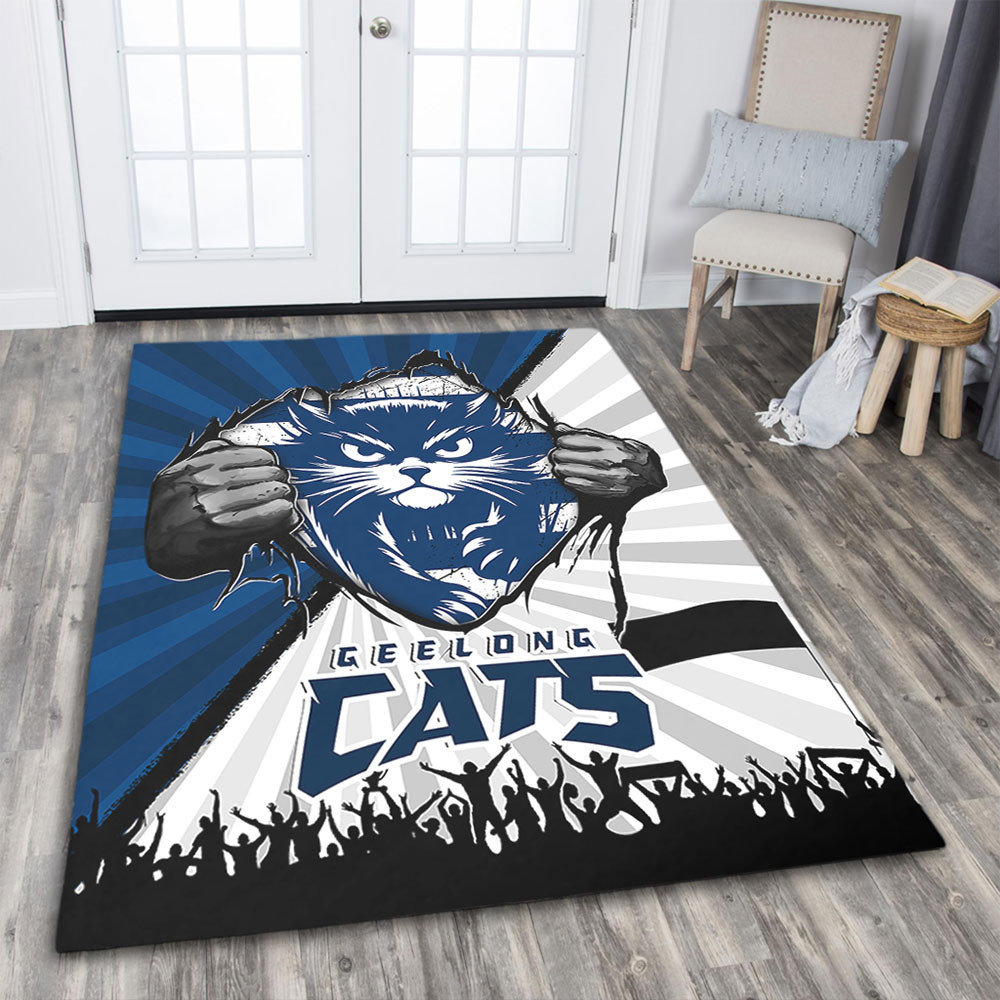 Geelong Cats Area Rug Breaking Through Fan Design