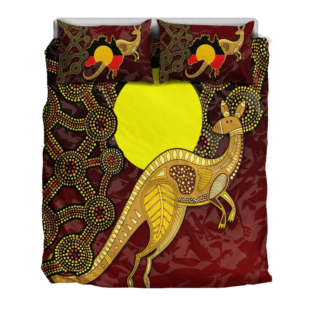 Australia Bedding Set - Australia Aboriginal Flag And Kangaroo
