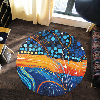 Australia Dreaming Aboriginal Round Rug - Colorful Aboriginal With ...
