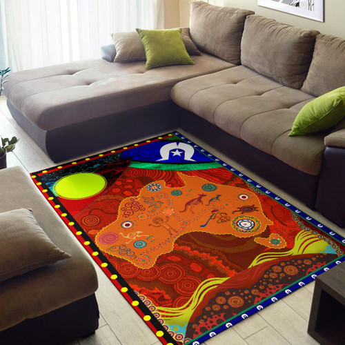 Australia Area Rug - Australia Map Aboriginal Patterns