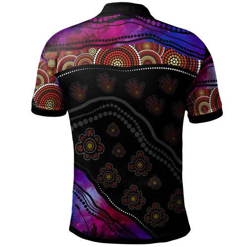 Australia Aboriginal Polo Shirt - Indigenous Footprint Patterns Blue Color