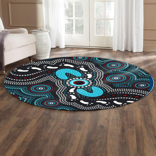 Australia Aboriginal Round Rug - Indigenous Footprint painting with ...