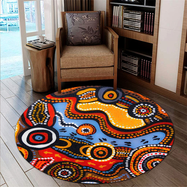 Australia Aboriginal Inspired Round Rug - Indigenous Art Aboriginal ...