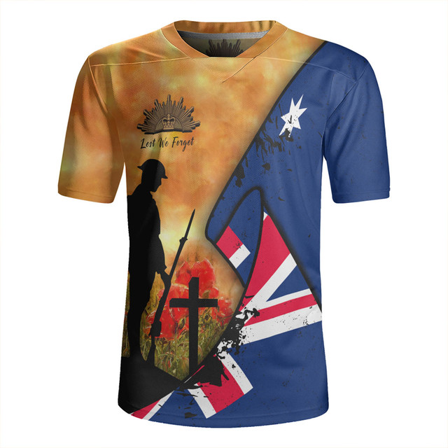 Australia Anzac Day Rugby Jersey - Anzac Day Flag Lest We Forget Rugby ...