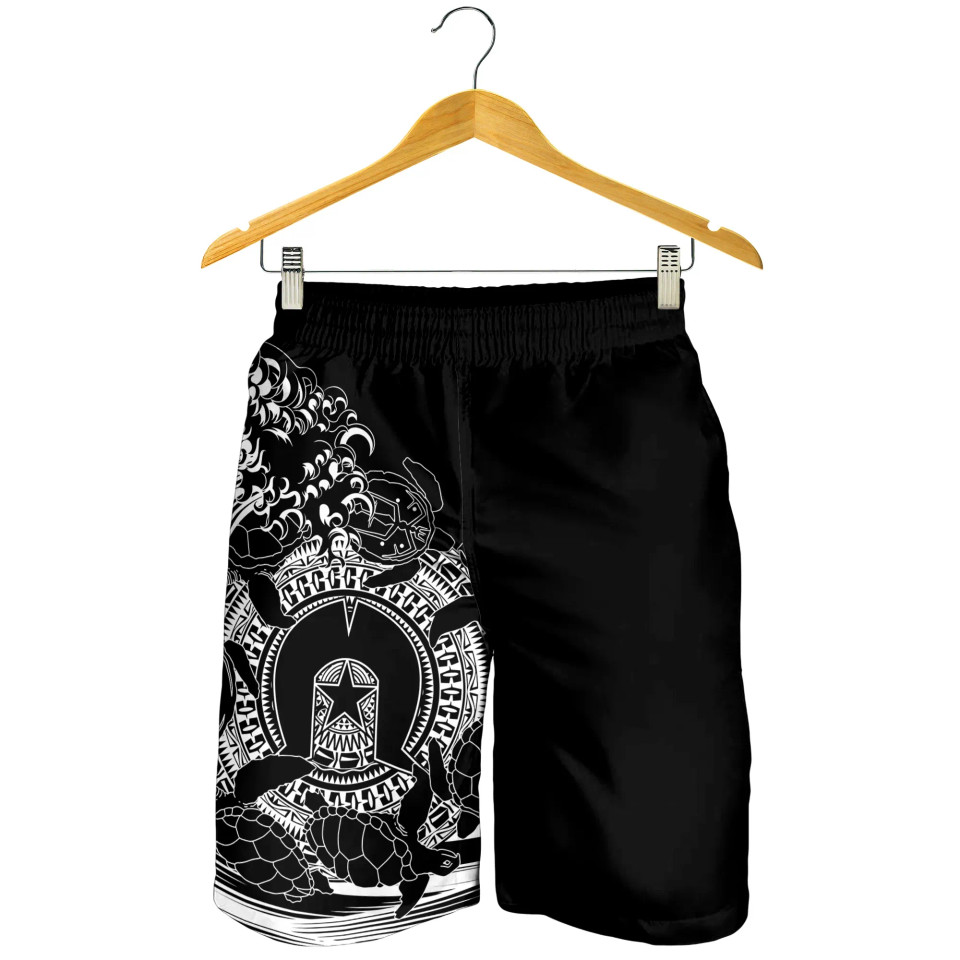 Australia Aboriginal Men Shorts - Torres Strait Islands in Wave (Black)