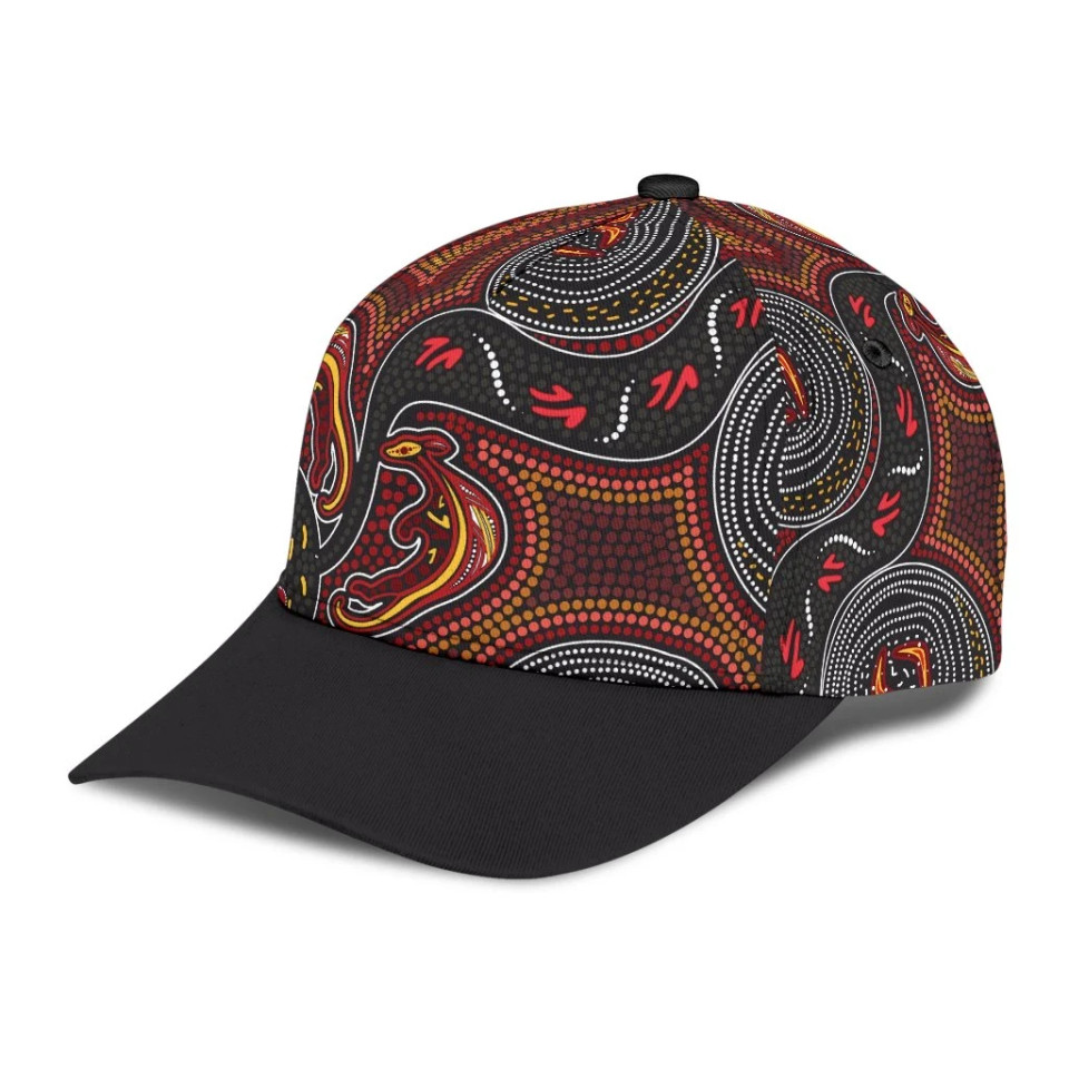 Australia Aboriginal Cap - Aboriginal Art Painting And Snake Ver1