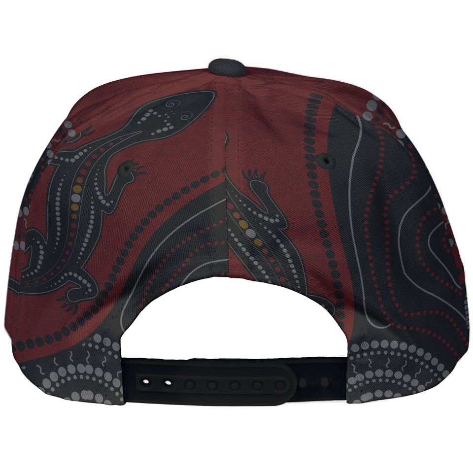 Australia Anzac Day Cap - Aboriginal Art Background With Lizard Poppy ...