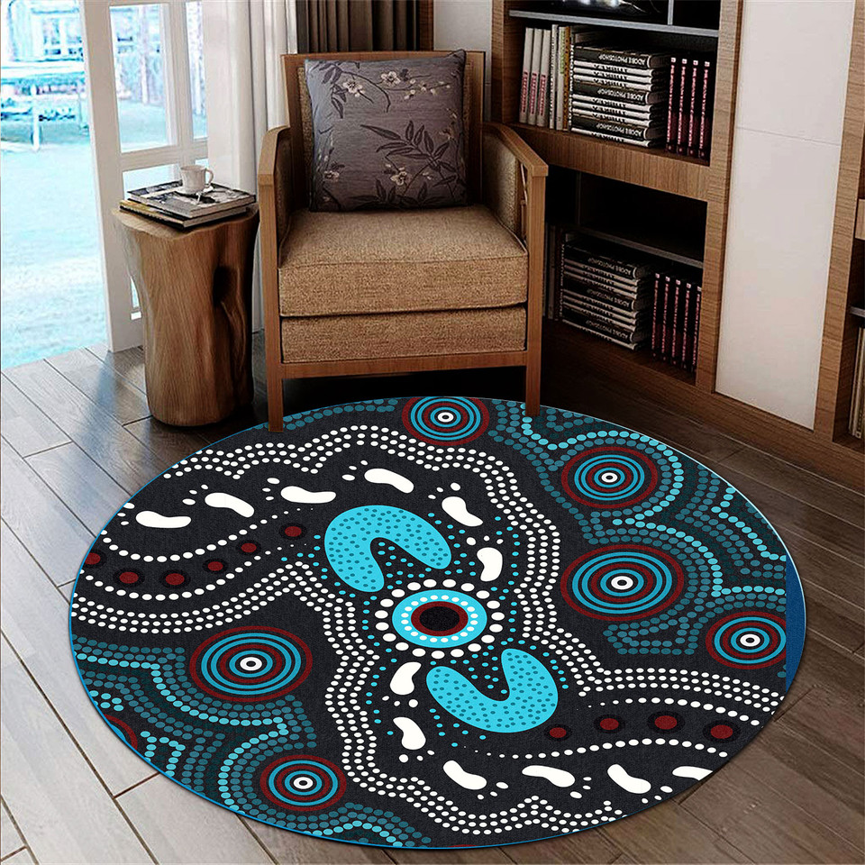 Australia Aboriginal Round Rug - Indigenous Footprint painting with ...