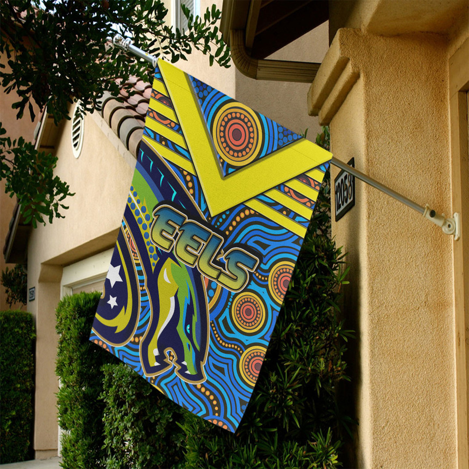 Parramatta Eels Flag - Electric Eel With Aboriginal Inspired Patterns Flag
