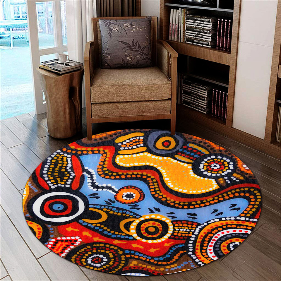 Australia Aboriginal Inspired Round Rug - Indigenous Art Aboriginal ...