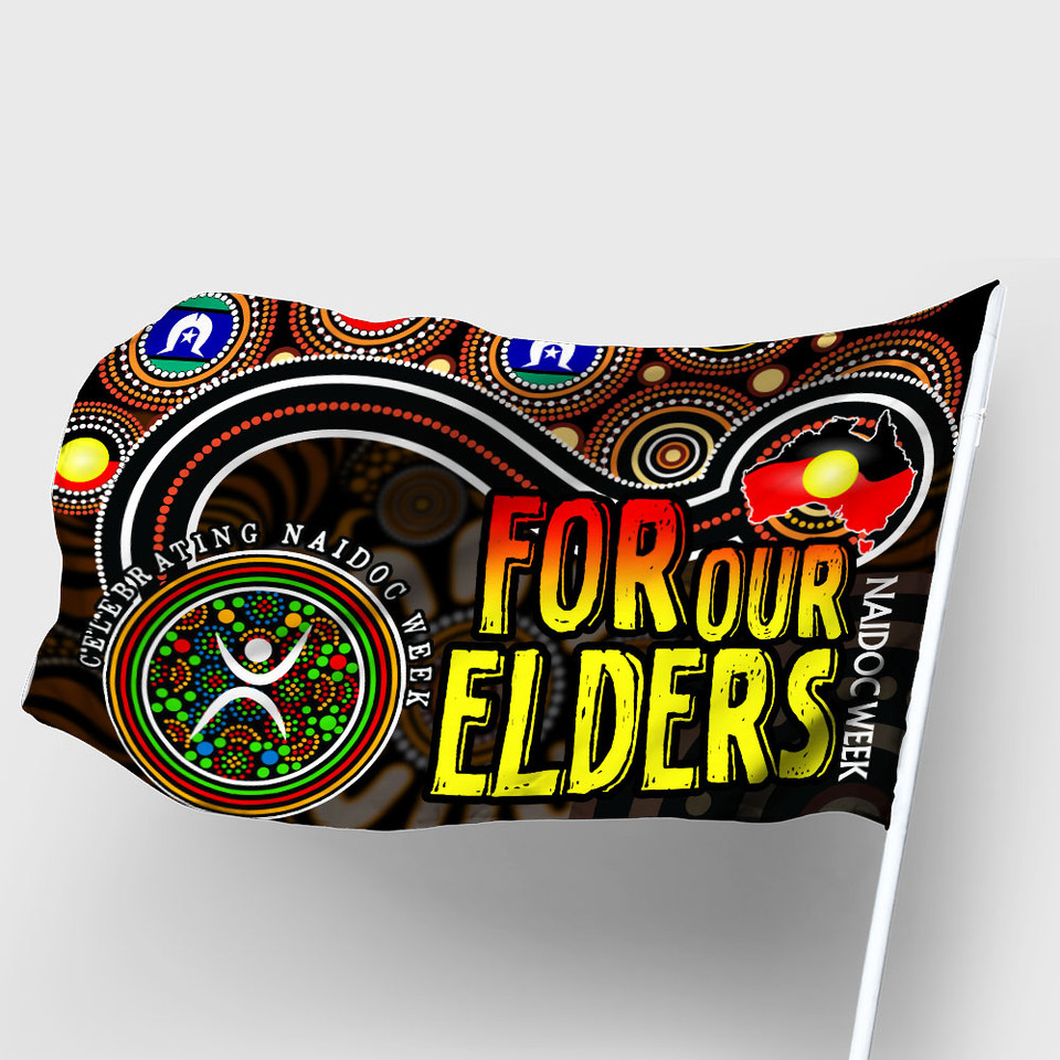 Naidoc Week Flag - For Our Elders Aboriginal Inspired Dot Art Flag