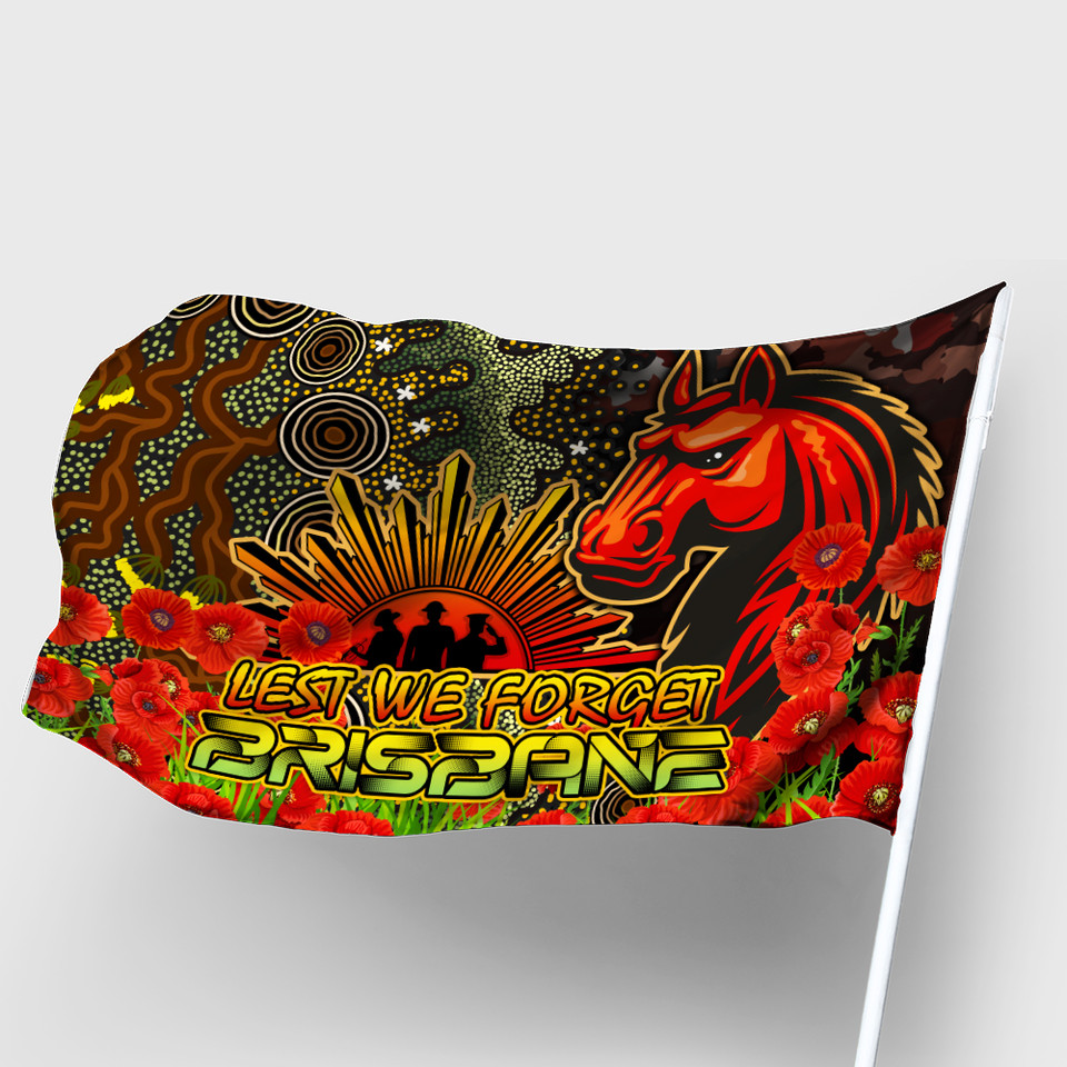Brisbane Broncos Anzac Custom Flag - Anzac Broncos with Remembrance ...