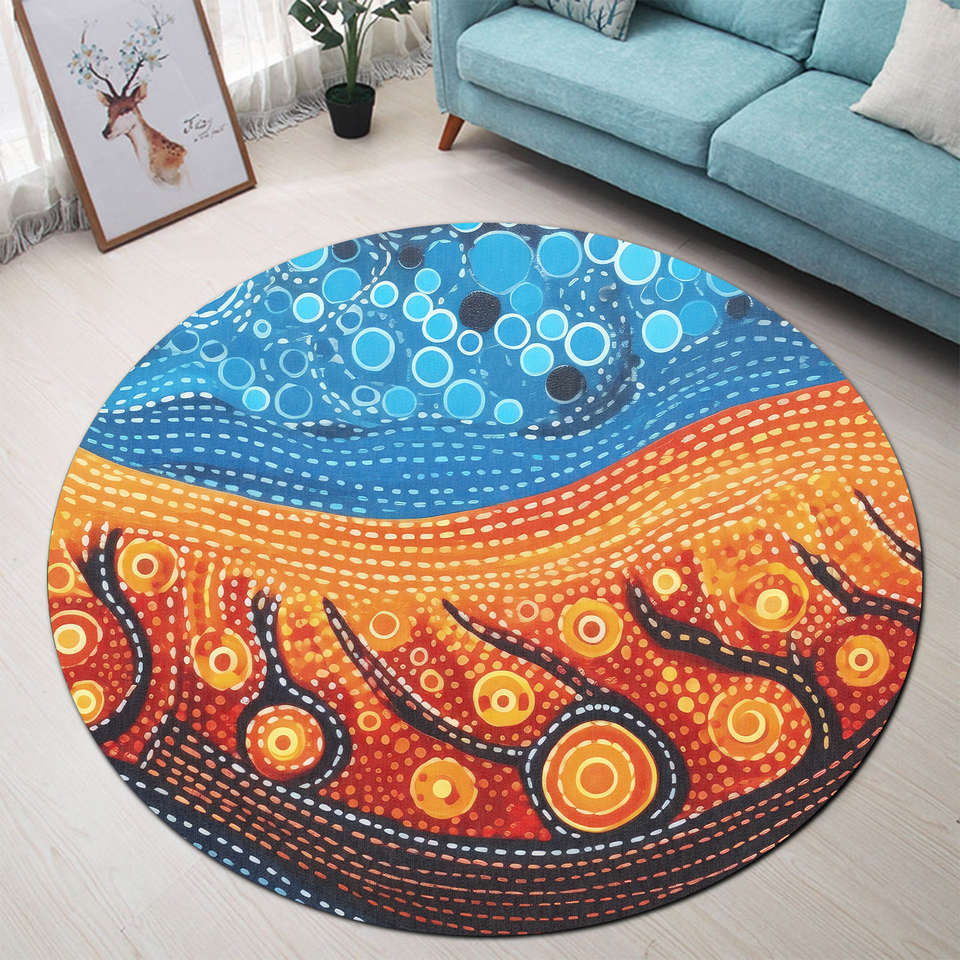 Australia Dreaming Aboriginal Round Rug - Aboriginal Culture Indigenous ...