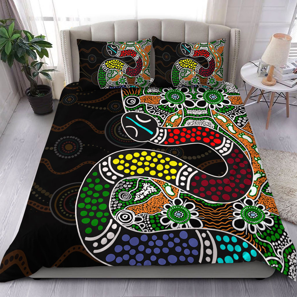 Australia Rainbow Serpent Aboriginal Bedding Set - Dreamtime Rainbow ...