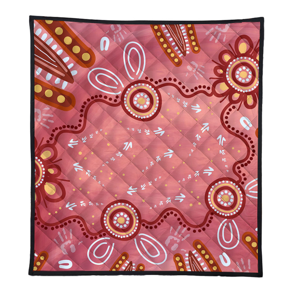 Australia Aboriginal Quilt - Pink Aboriginal Dot Art Background Quilt