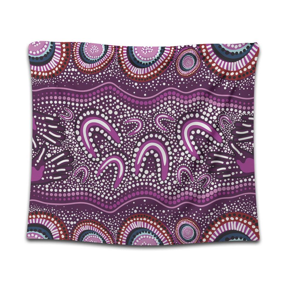 Australia Aboriginal Tapestry - Purple Aboriginal Dot Art Style ...