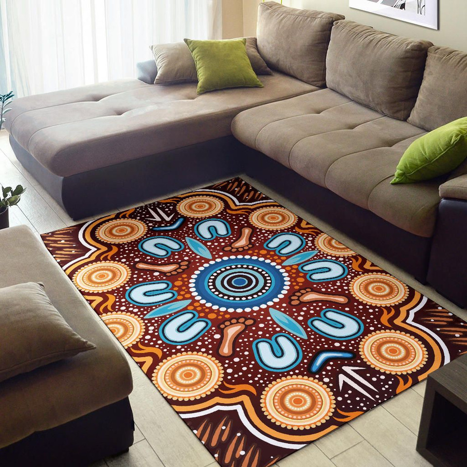 Australia Aboriginal Area Rug - Indigenous Circle Dot Painting Ver02