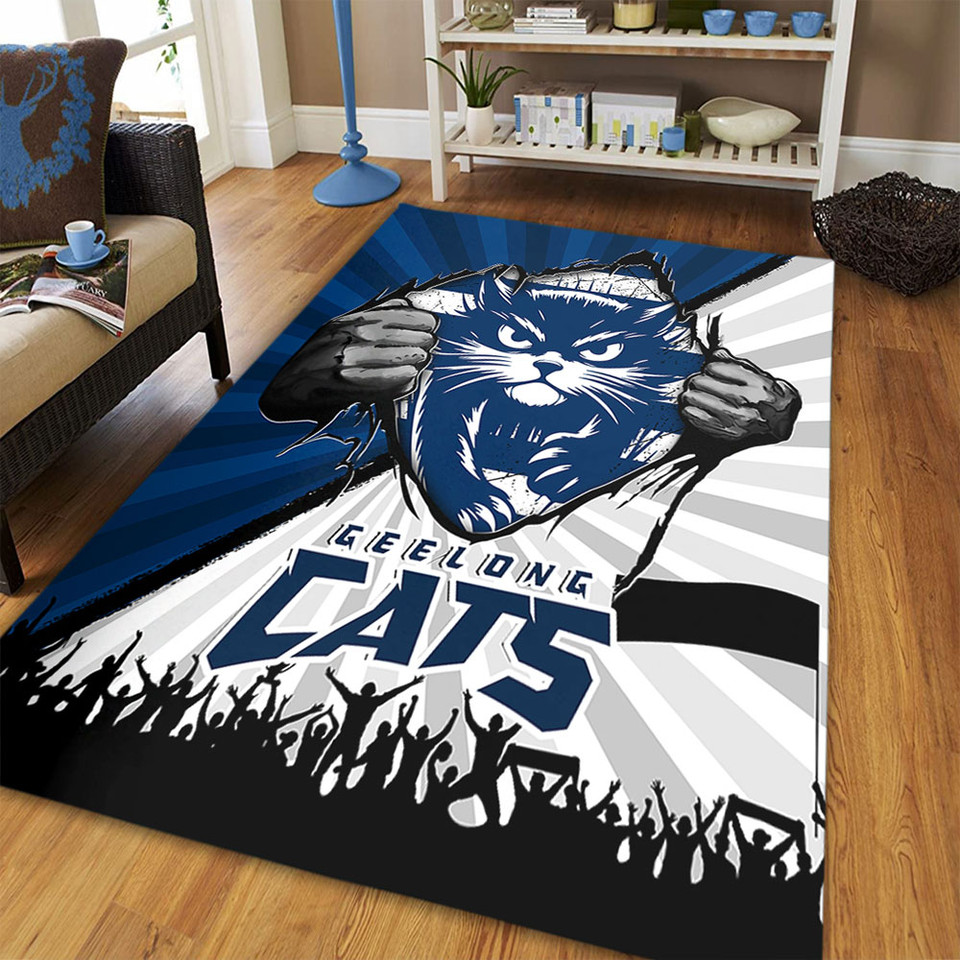 Geelong Cats Area Rug Breaking Through Fan Design