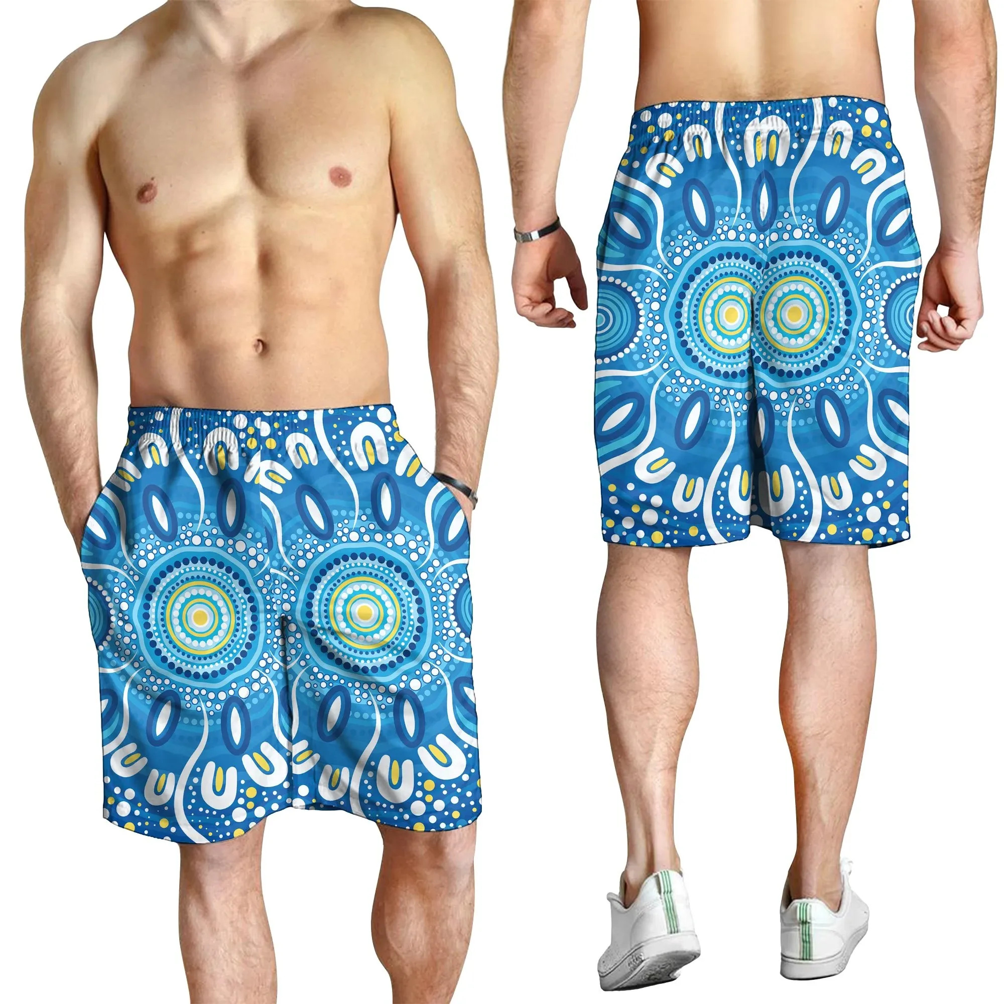 Australia Aboriginal Men Shorts - Indigenous Dot Painting Patterns
