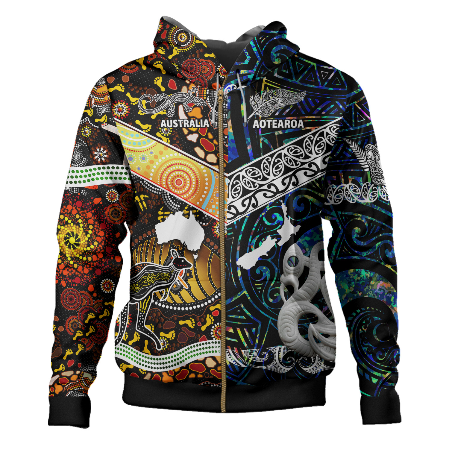 Australia Aboriginal Hoodie - Australia Aotearoa with Maori and ...