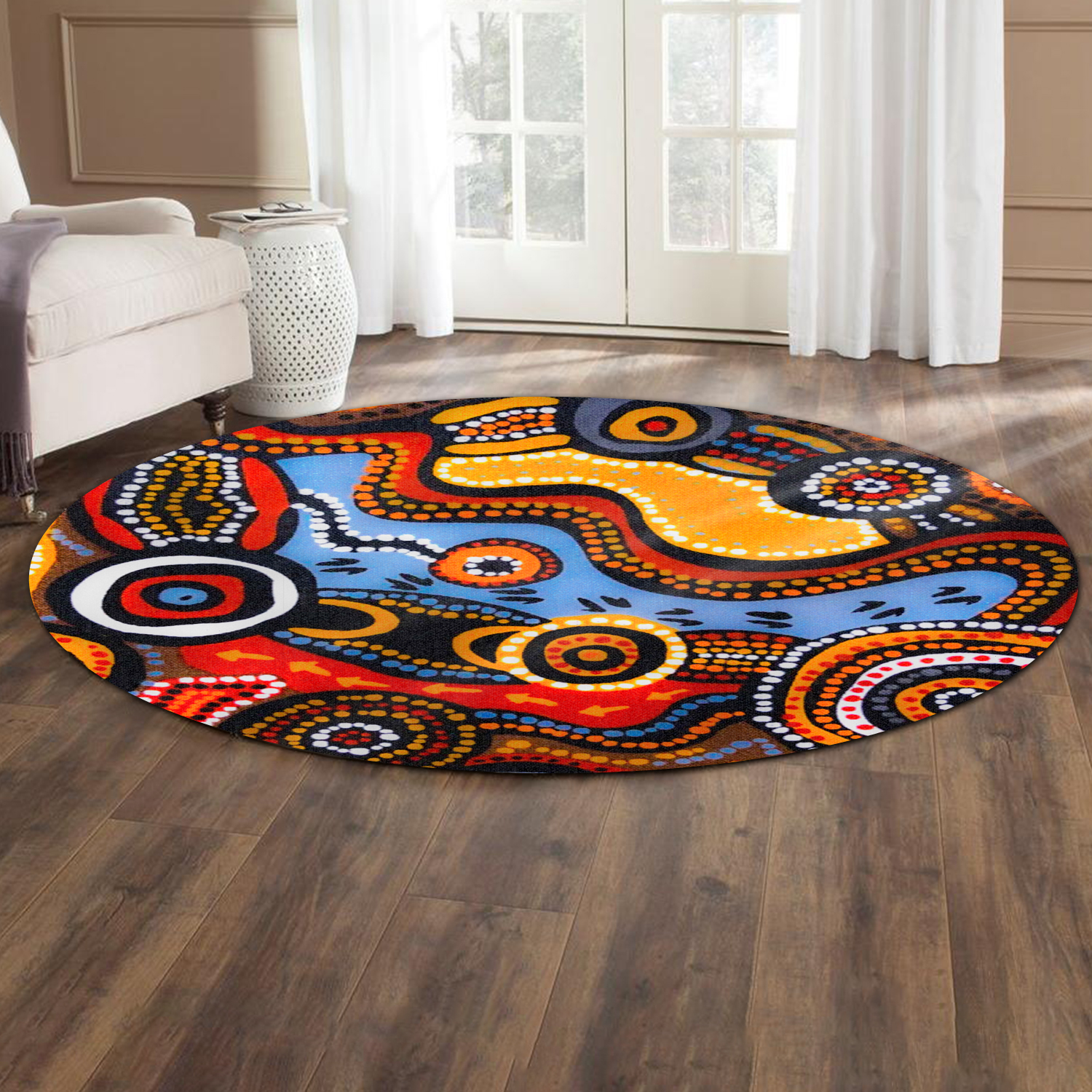 Australia Aboriginal Inspired Round Rug - Indigenous Art Aboriginal ...