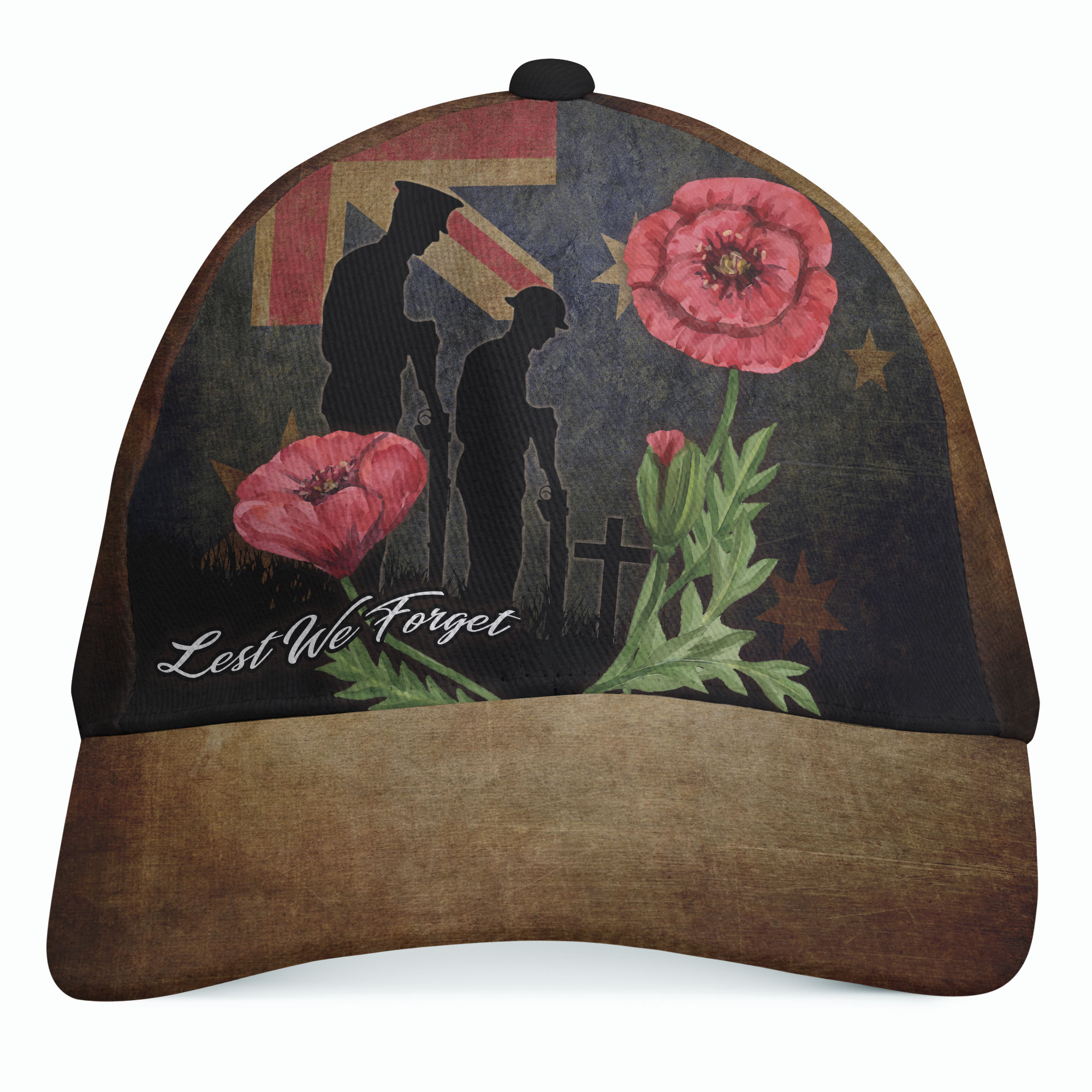 Australia Anzac Day Cap - Lest We Forget With Poppies Flowers ...