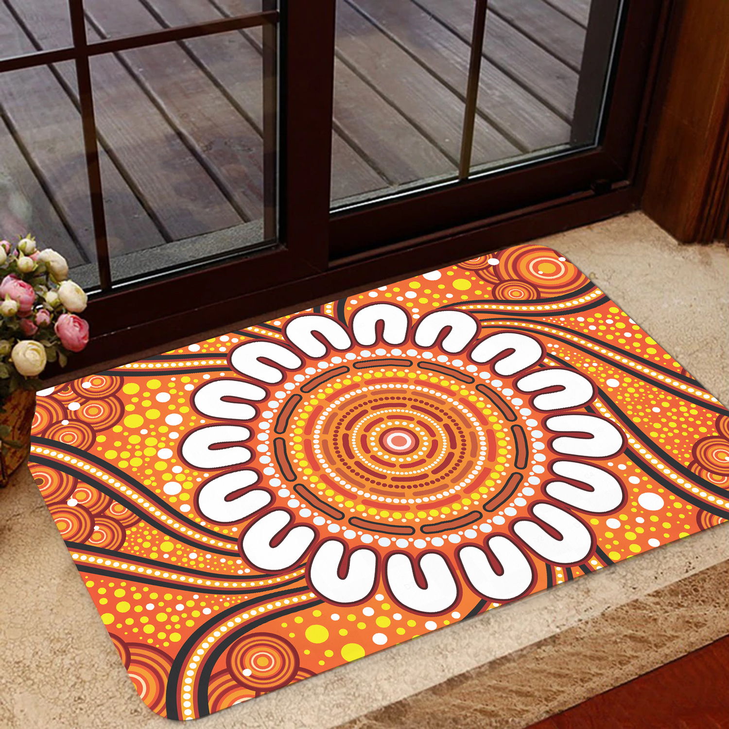 Australia Aboriginal Inspired Door Mat - Aboriginal Art Dot Painting