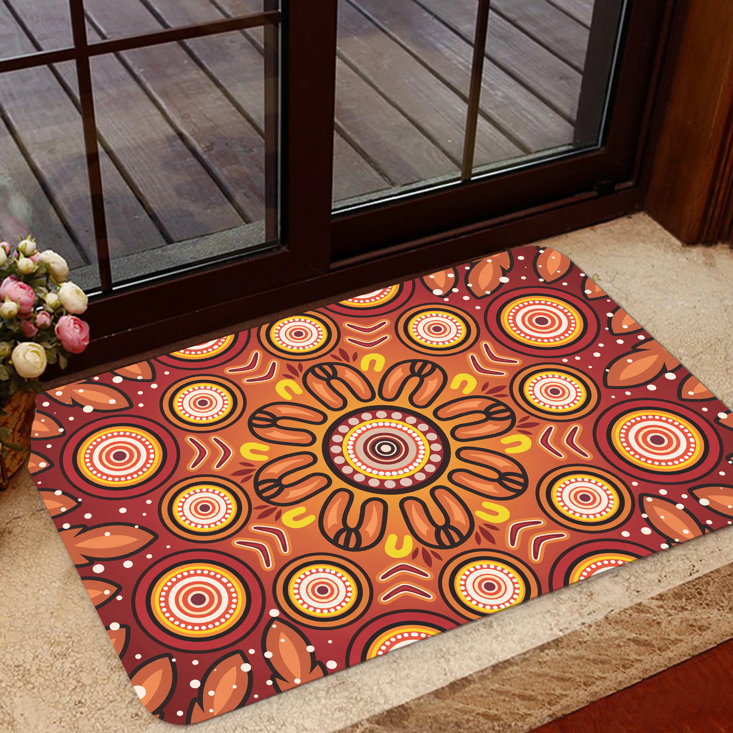 Australia Aboriginal Inspired Door Mat - Aboriginal Art Dot Painting 02