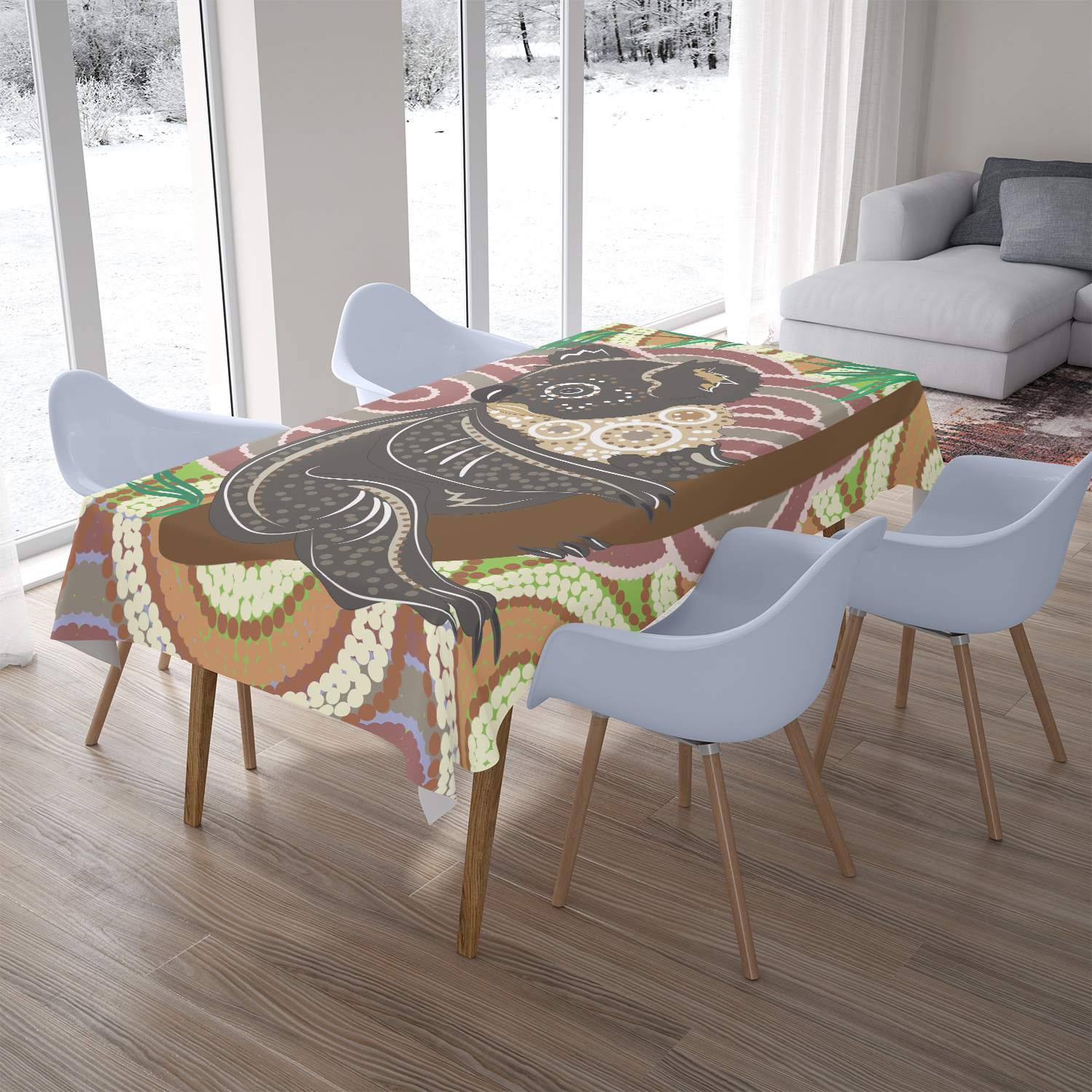 Australia Aboriginal Inspired Tablecloth - Koala Aboriginal Dot Art Vector