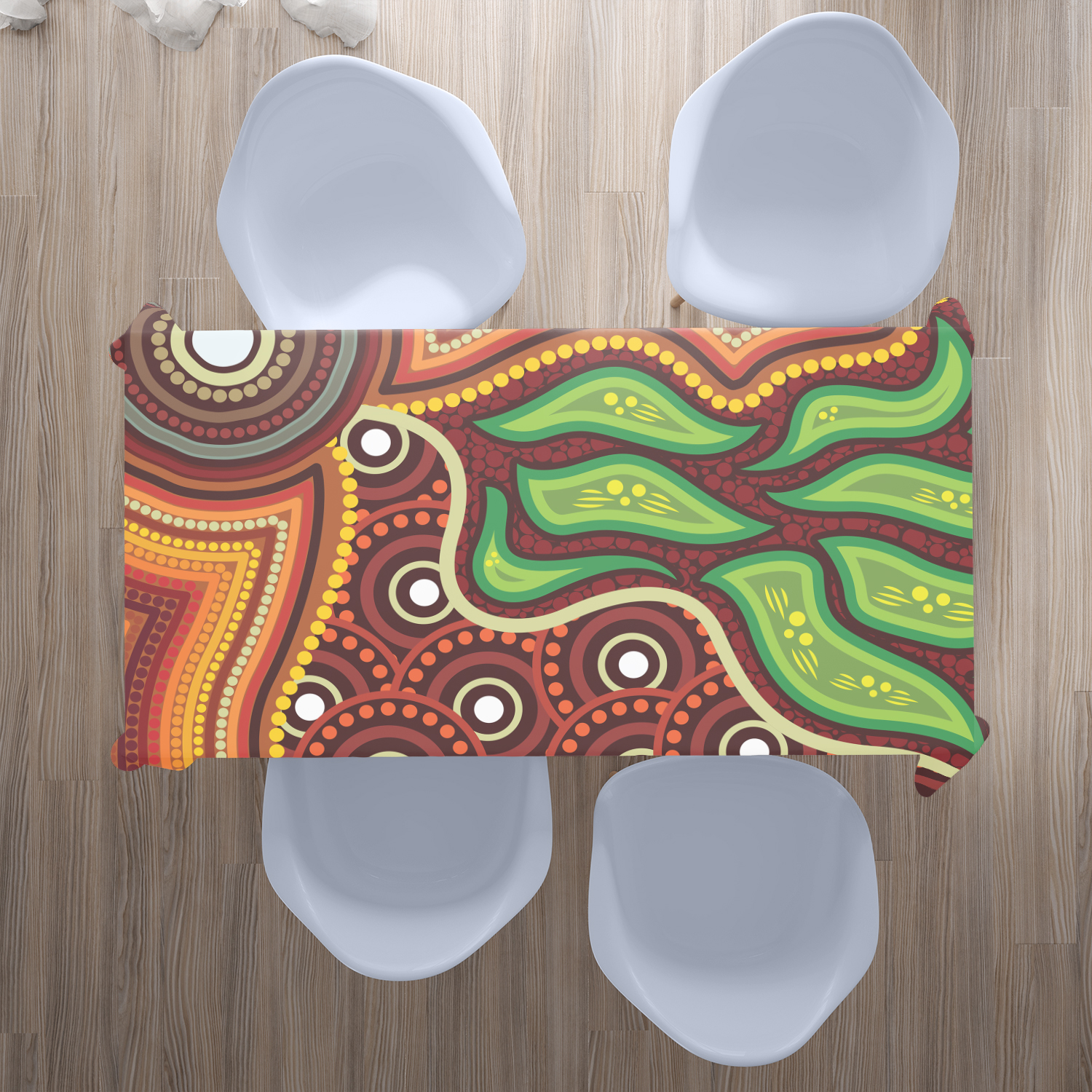 Australia Aboriginal Inspired Tablecloth - Tree Nature Dot Design ...