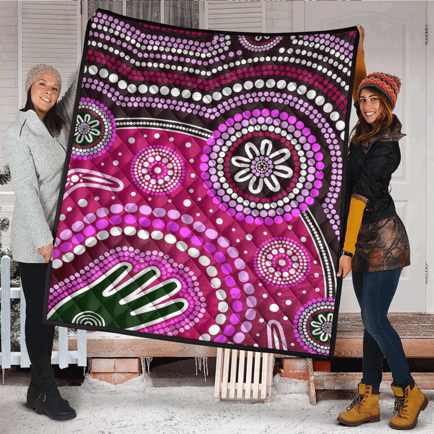 Australia Aboriginal Inspired Quilt - Aboriginal dot art handprint ...