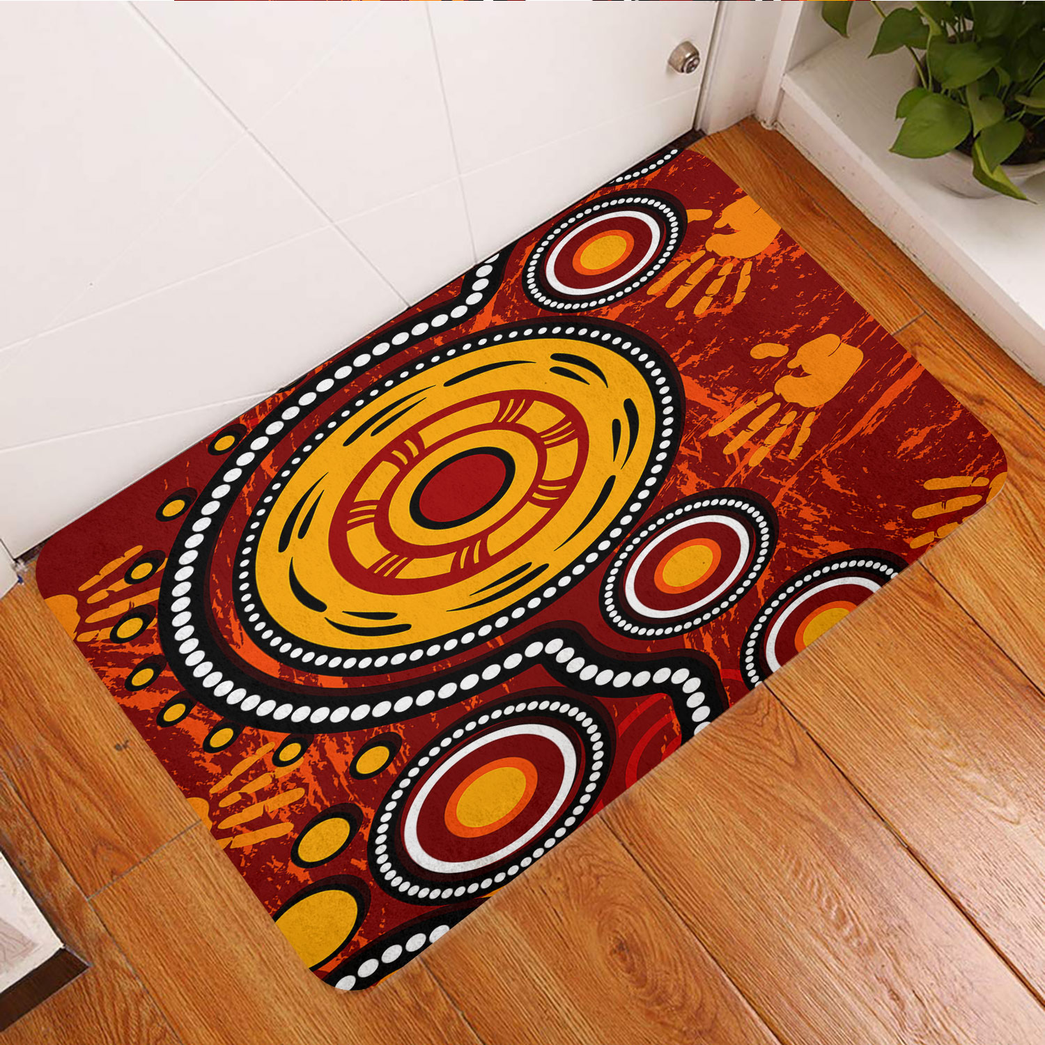 Australia Aboriginal Inspired Door Mat - Aboriginal dot art connection ...