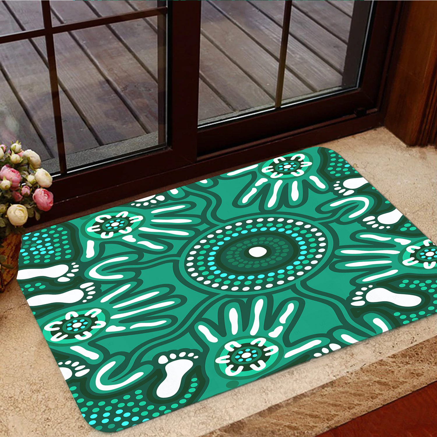 Australia Aboriginal Inspired Door Mat - Aboriginal Handprints And ...