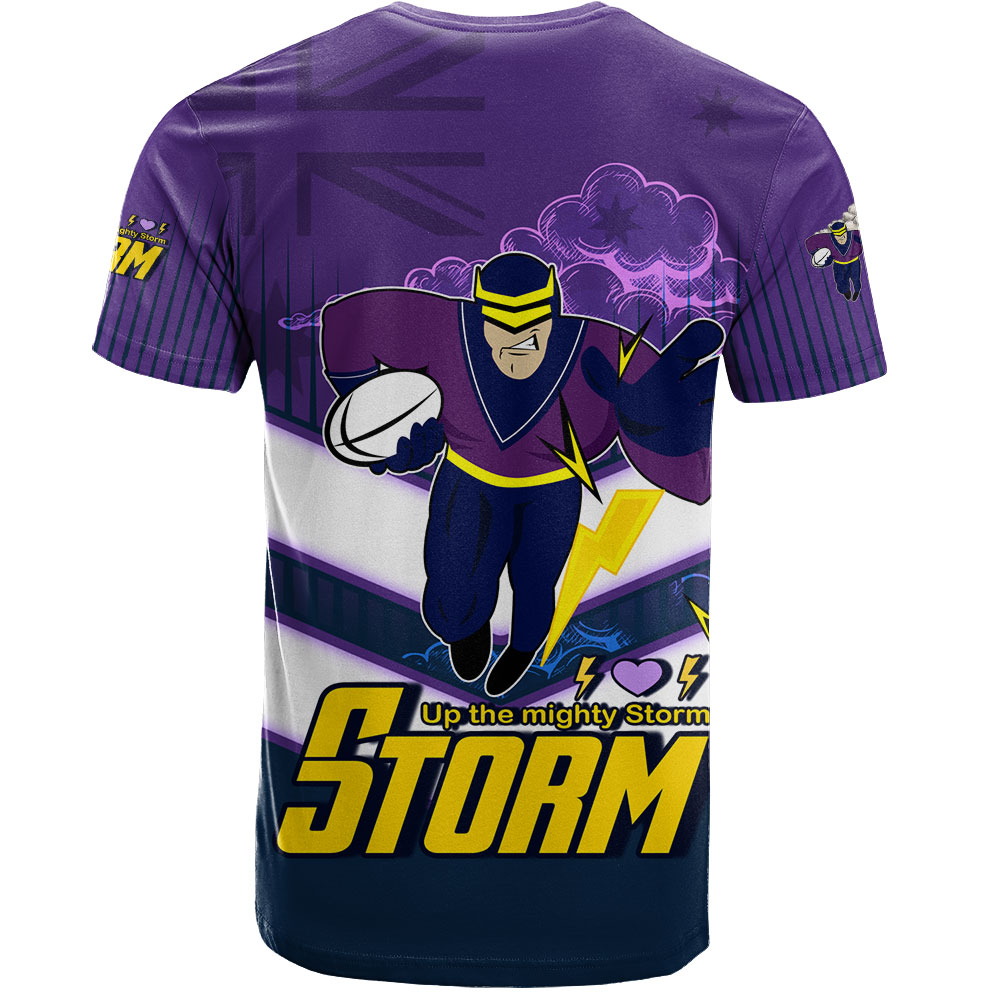 Melbourne Storm T-Shirt - Melbourne Storm Mascot With Australia Flag