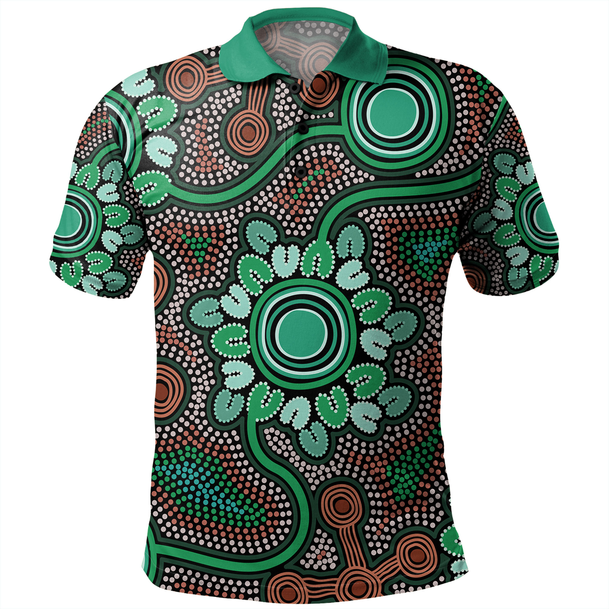 Australia Aboriginal Polo Shirt - Aboriginal Green Dot Art Inspired ...