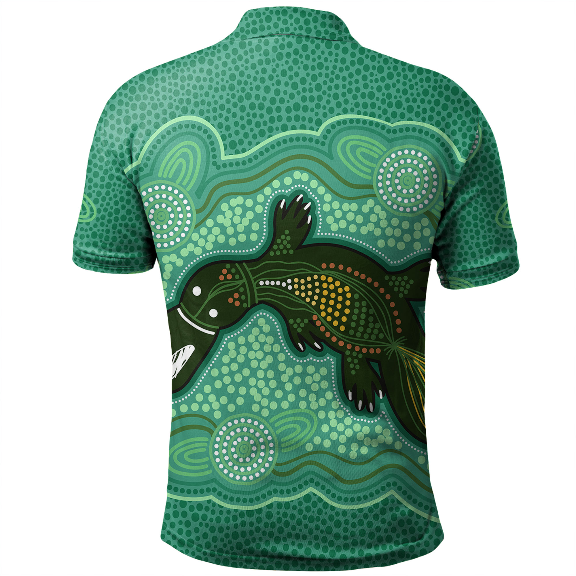 Australia Aboriginal Polo Shirt - Green Platypus Aboriginal Art ...