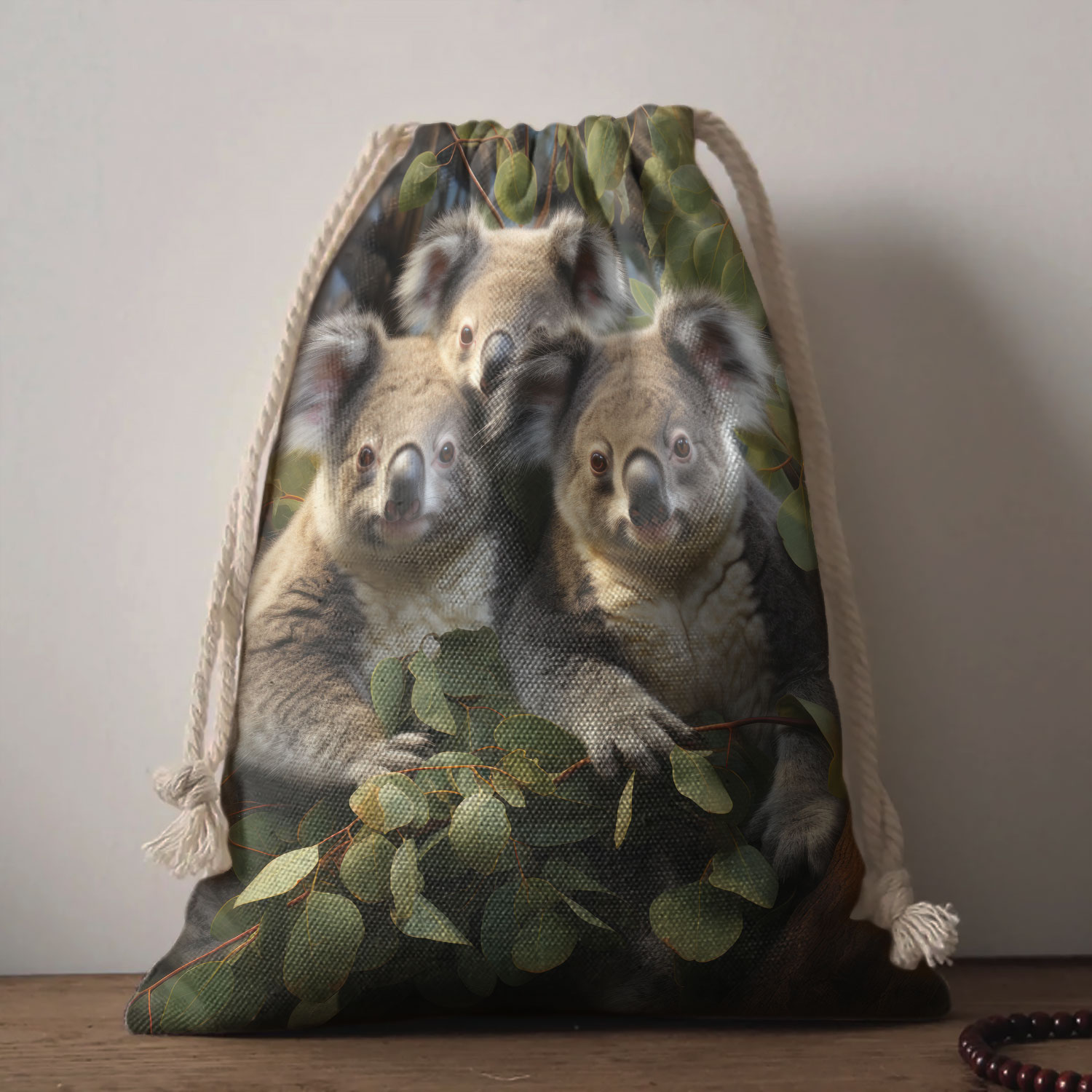 Australia Koala Drawstring Bag - Three Koalas with Gum Trees Ver1 ...