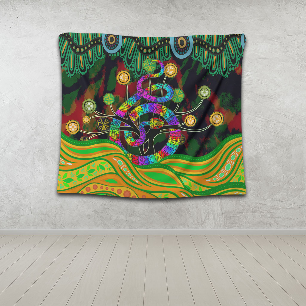 Australia Aboriginal Tapestry - Australia Rainbow Snake And Tree ...