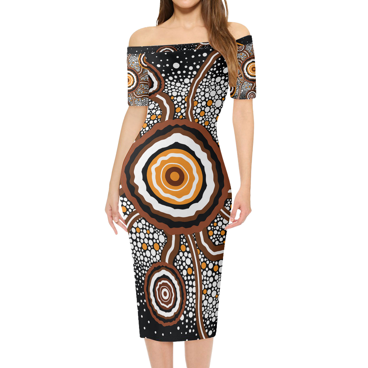Australia Aboriginal Short Sleeve Off Shoulder Lady Dress - Aboriginal ...