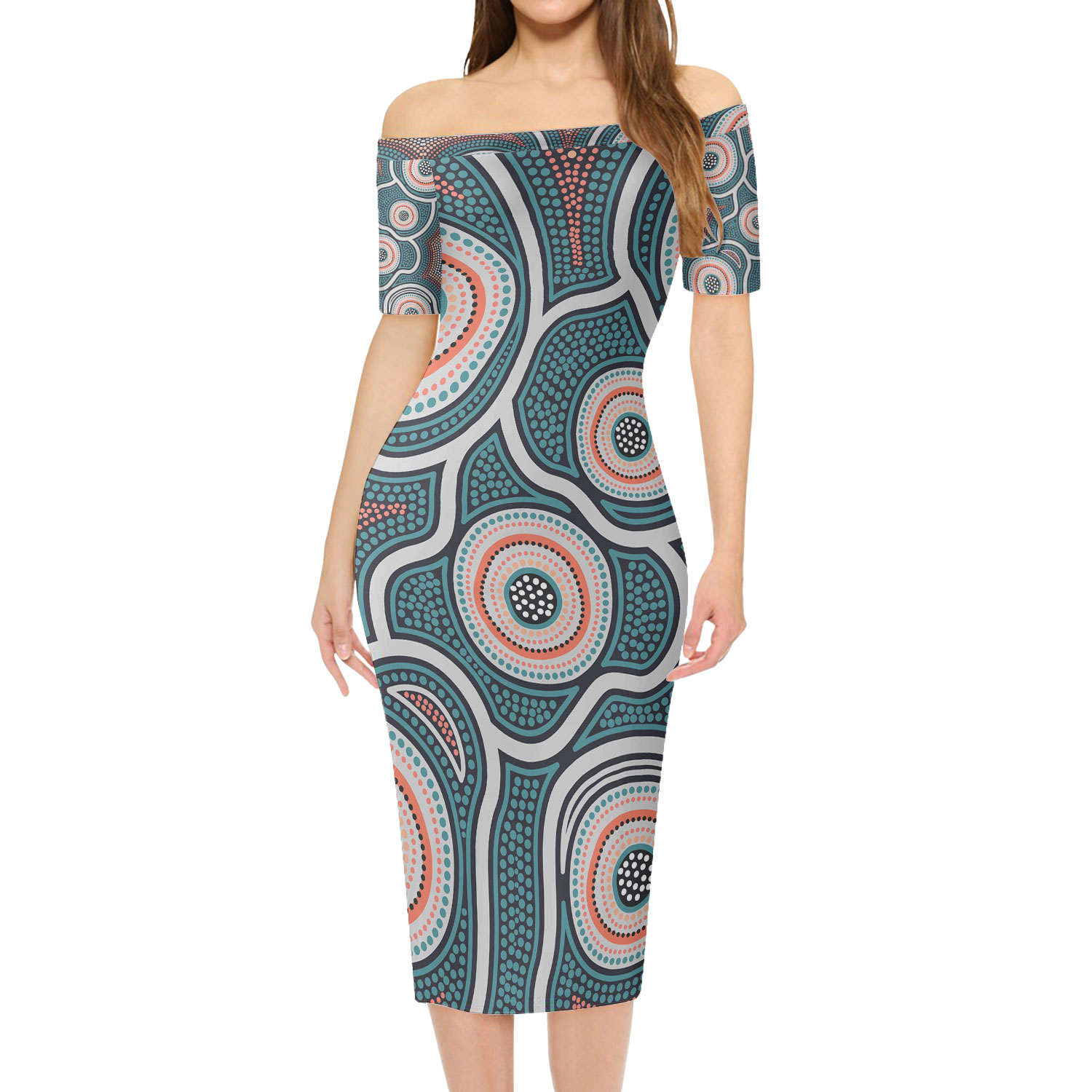 Australia Aboriginal Short Sleeve Off Shoulder Lady Dress - Aboriginal ...