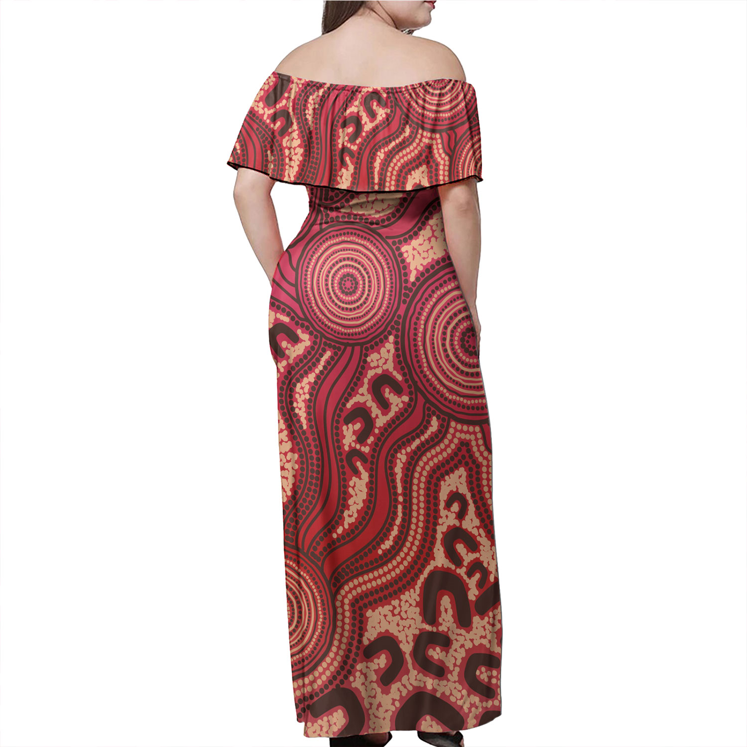 Australia Aboriginal Off Shoulder Long Dress - Aboriginal art ...