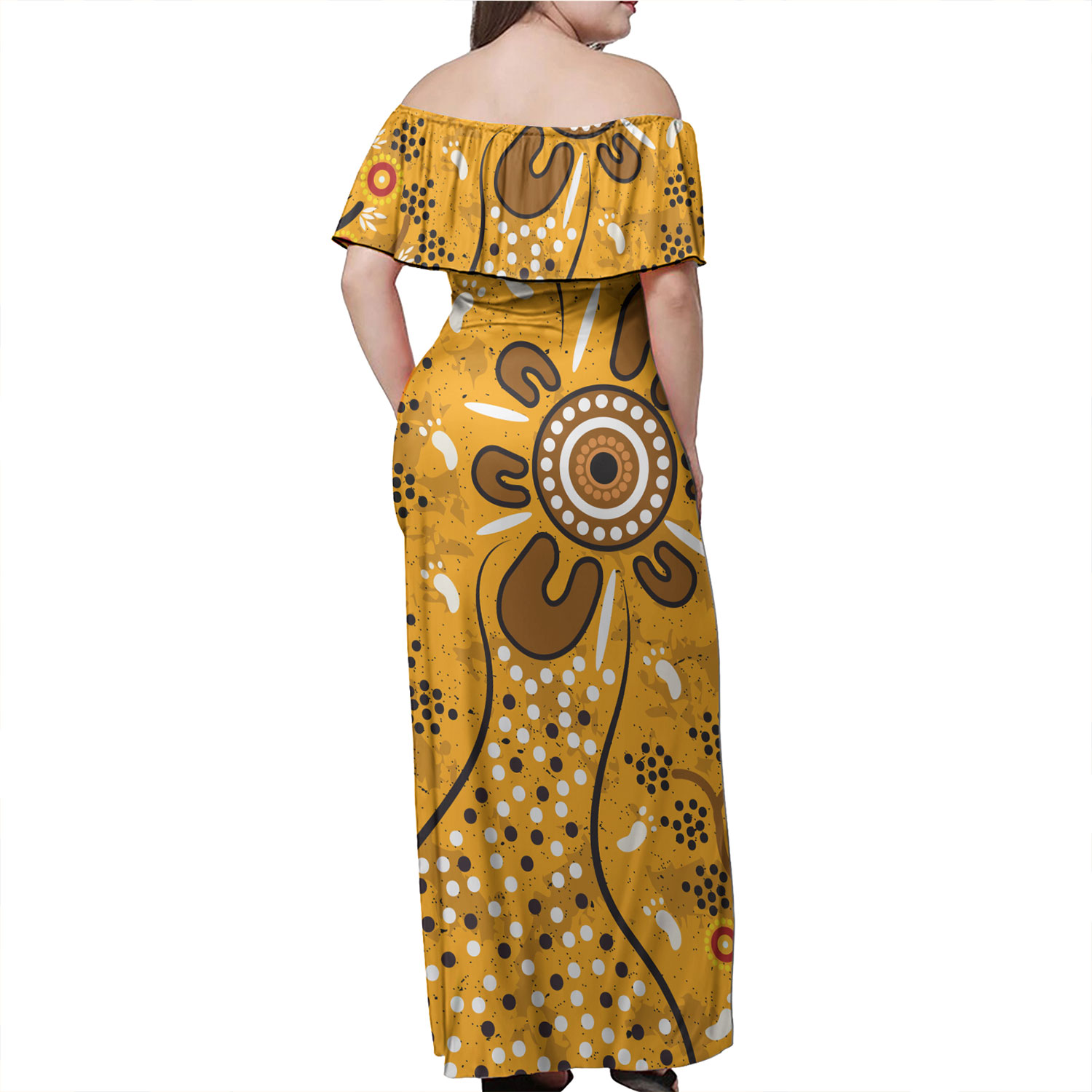Australia Aboriginal Off Shoulder Long Dress - Aboriginal art ...