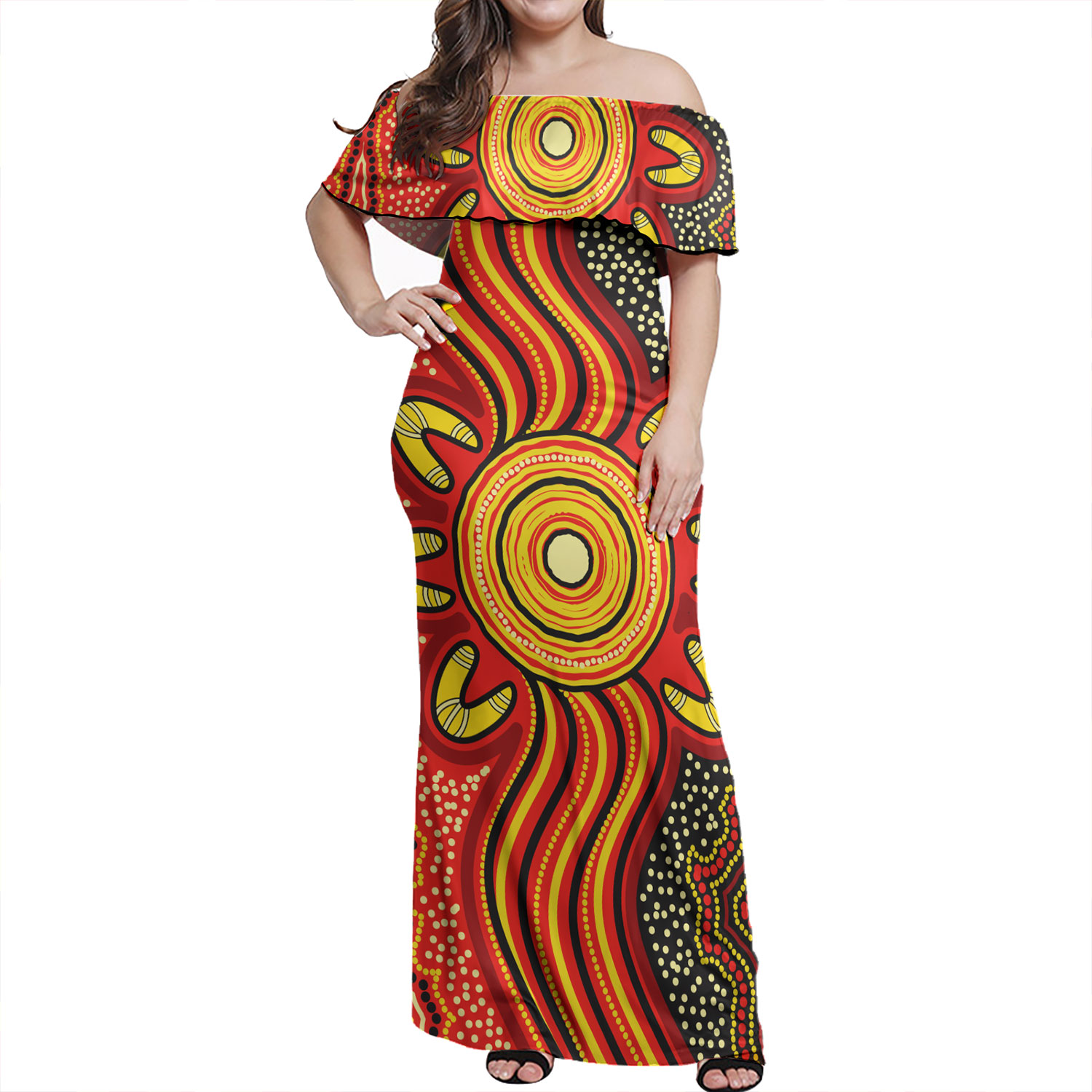 Australia Aboriginal Off Shoulder Long Dress - Australian aboriginal ...