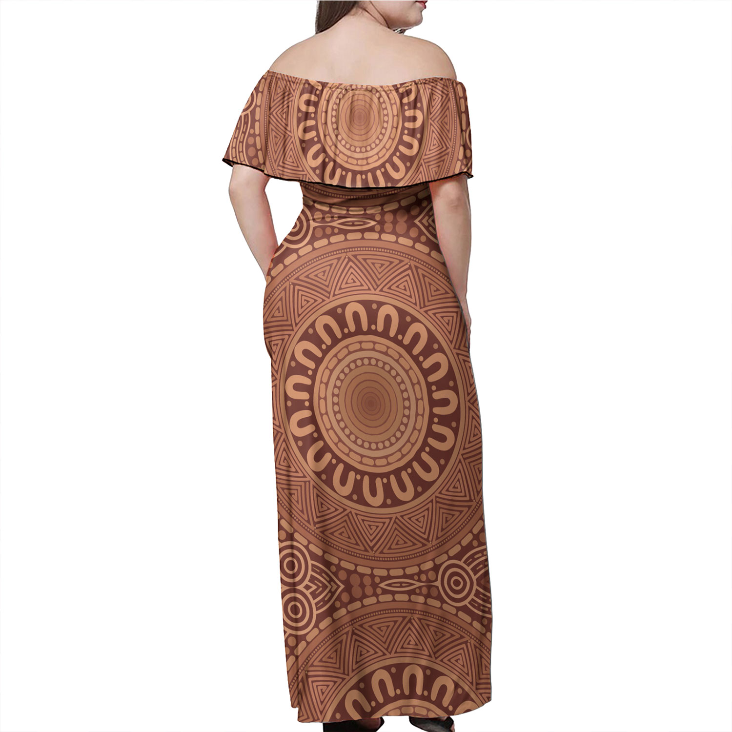 Australia Aboriginal Off Shoulder Long Dress - Pastel Aboriginal ...