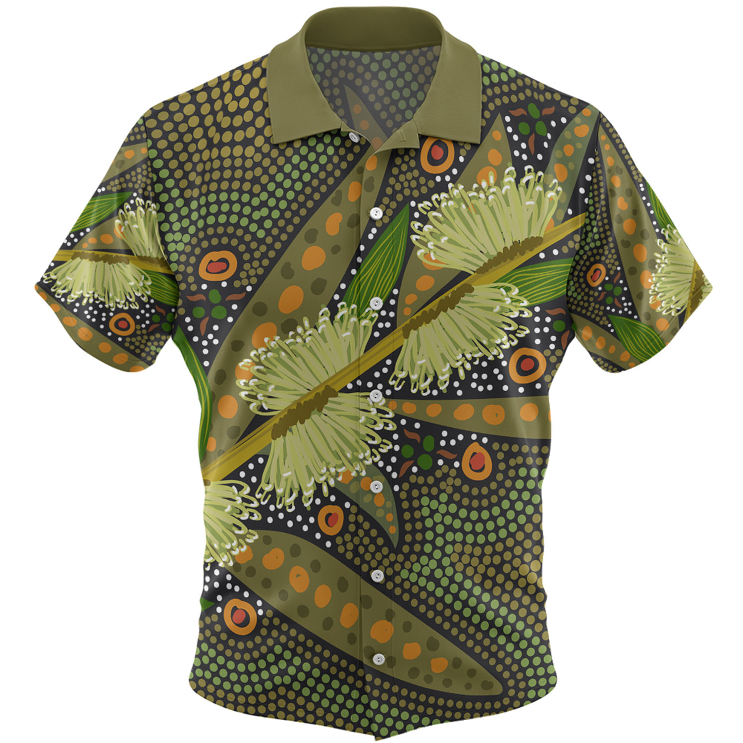 Australia Flowers Aboriginal Hawaiian Shirt - Aboriginal Dot Art Of ...