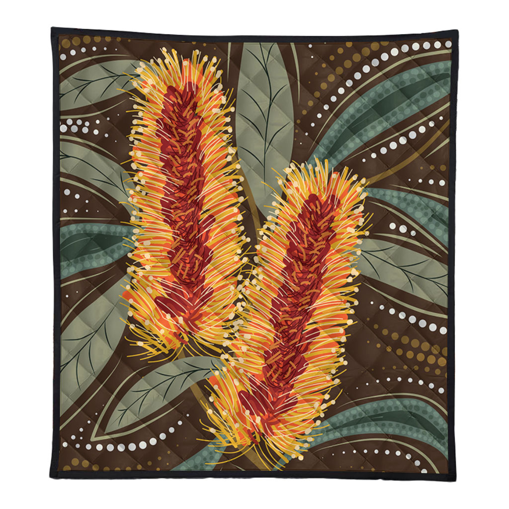 Australia Flowers Aboriginal Quilt - Aboriginal Dot Art With Yellow ...