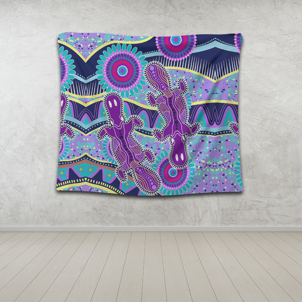 Australia Animals Platypus Aboriginal Tapestry - Purple Platypus With ...