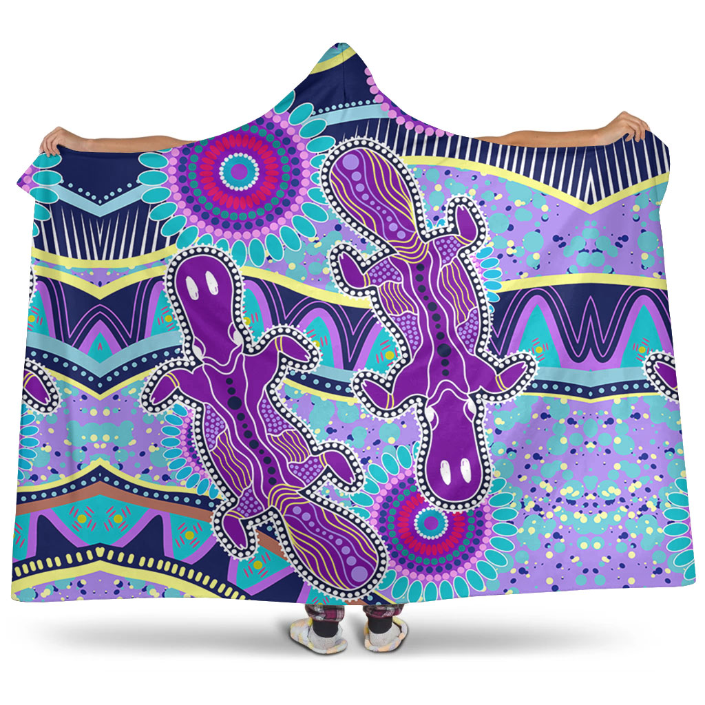Australia Animals Platypus Aboriginal Hooded Blanket - Purple Platypus ...