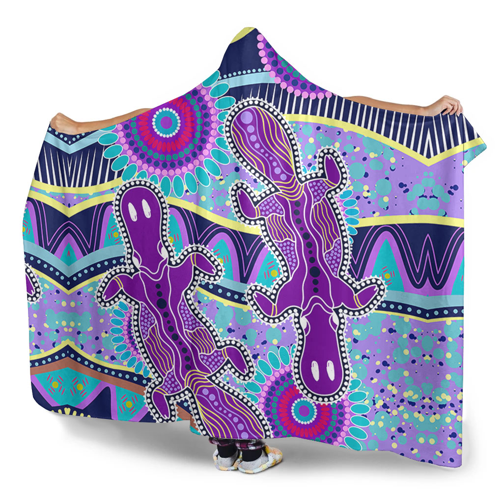 Australia Animals Platypus Aboriginal Hooded Blanket - Purple Platypus ...
