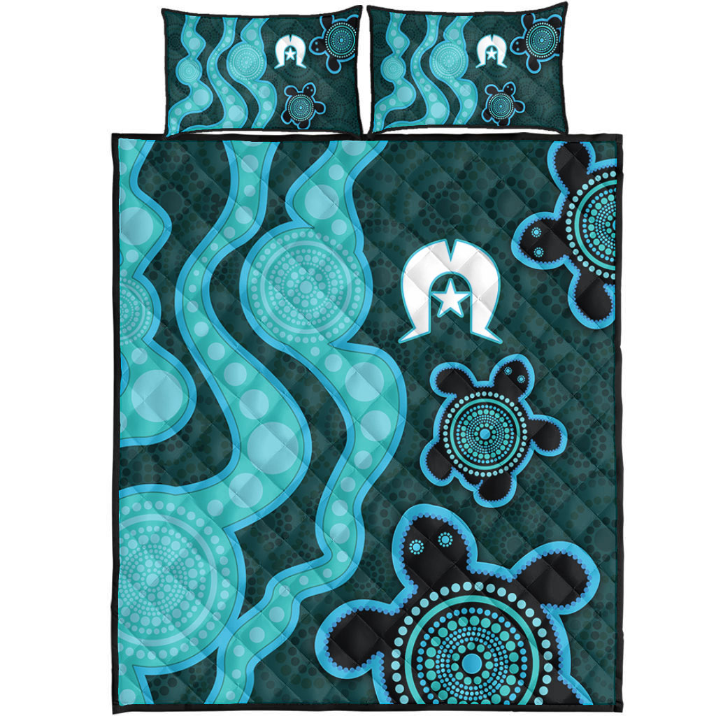 Australia Aboriginal Turtles Torres Strait Islands Quilt Bed Set - Blue ...